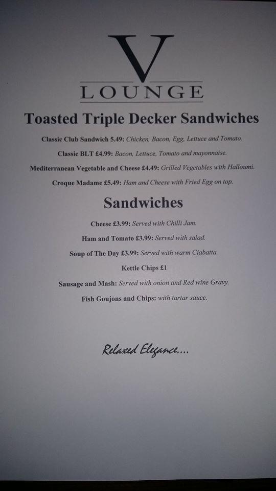 Menu at V Lounge pub & bar, Banbury