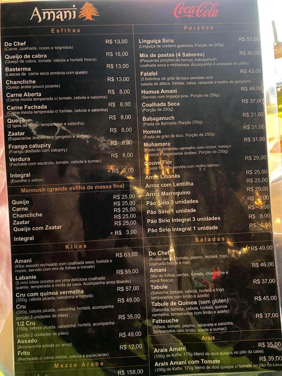 Menu em Amani Restaurante, São Paulo
