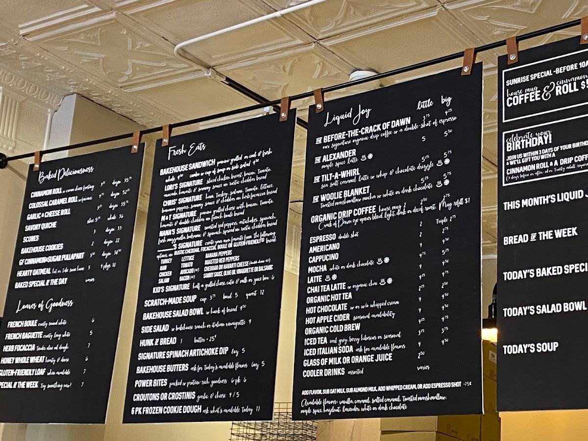 Menu at Crack Of Dawn bakehouse and market cafe, Faribault