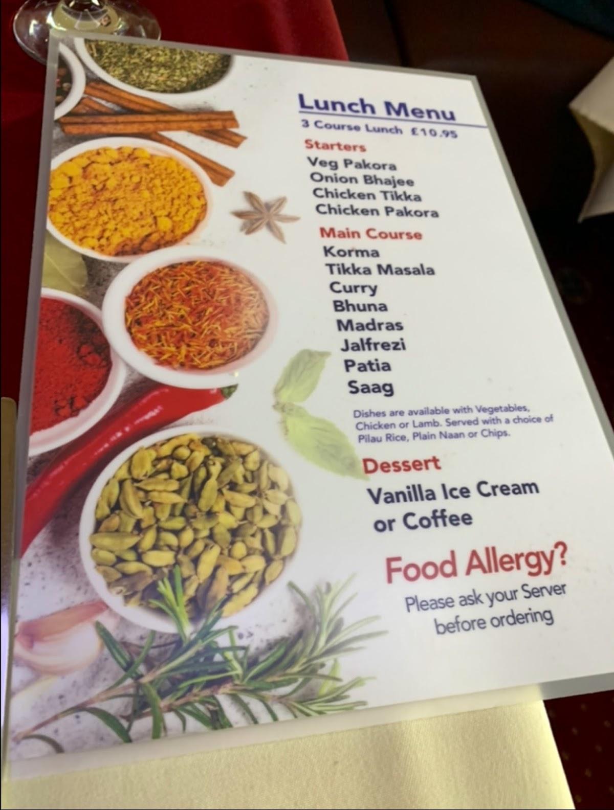 Menu at Mayur Indian Restaurant, Carrickfergus