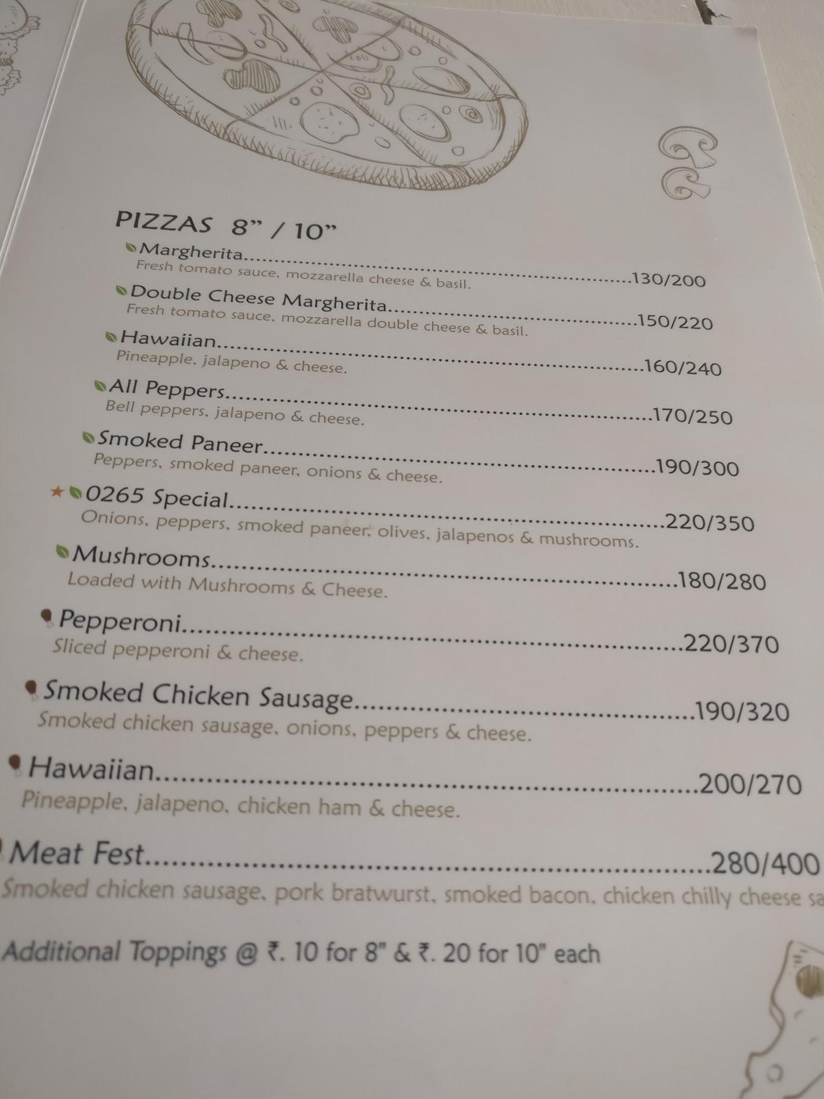 Menu at 0265 Burgers Pizzas & Gelateria by 0265 (Gelato), Vadodara
