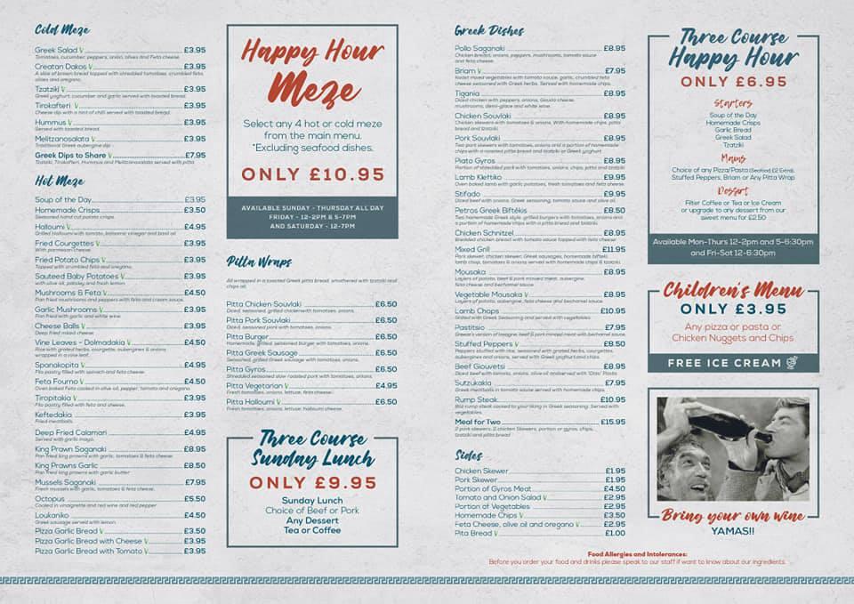 Menu at Petros Restaurant, Blaydon