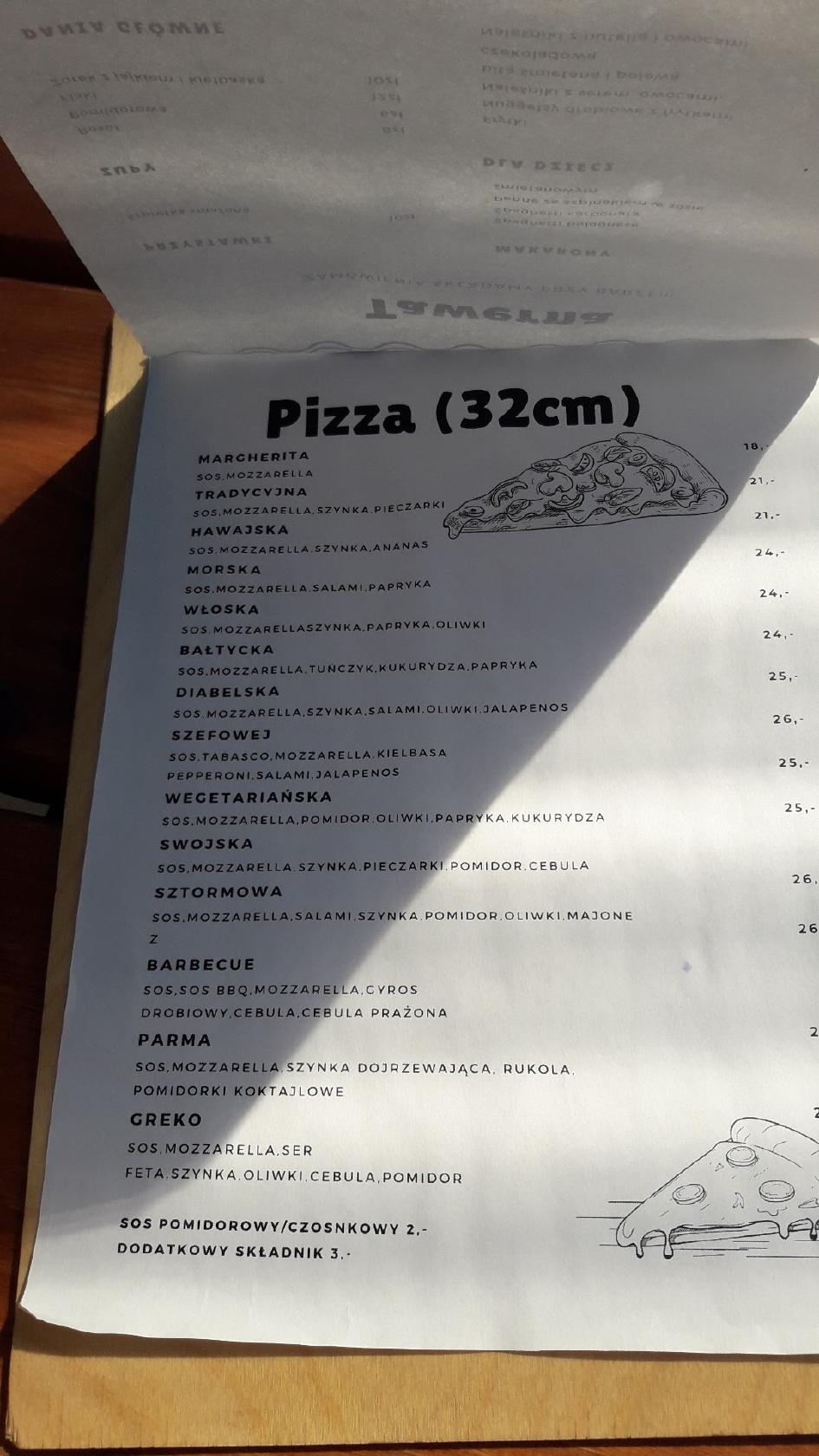 Menu at Tawerna restaurant, Dębki