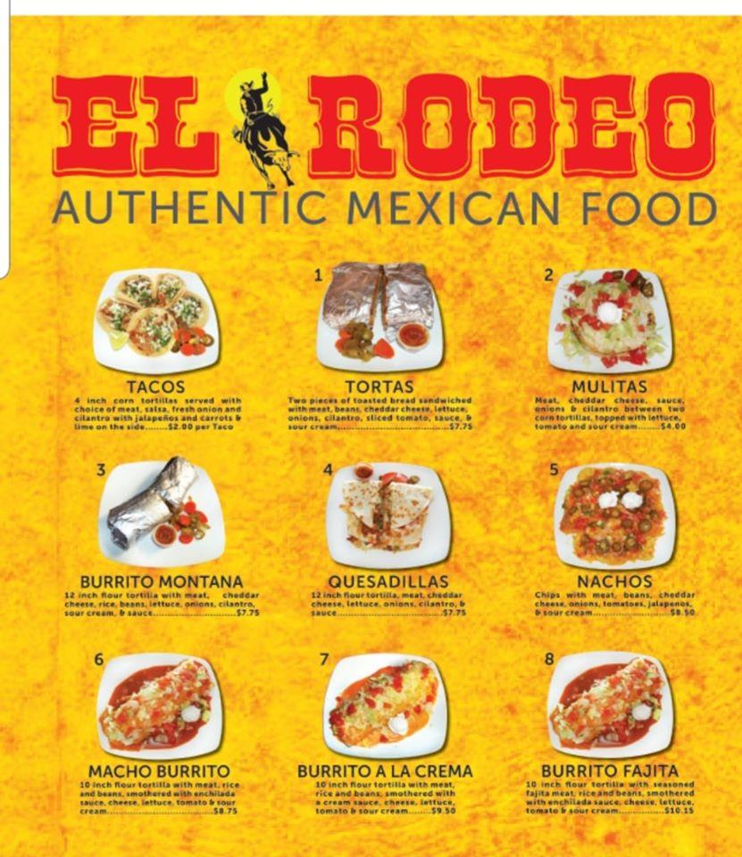 Menu at El Rodeo Food Truck restaurant, Bozeman, 2121 W Main St