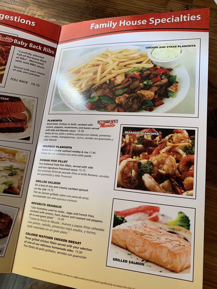 Menu at Manolo restaurant, Miami Beach, Collins Ave