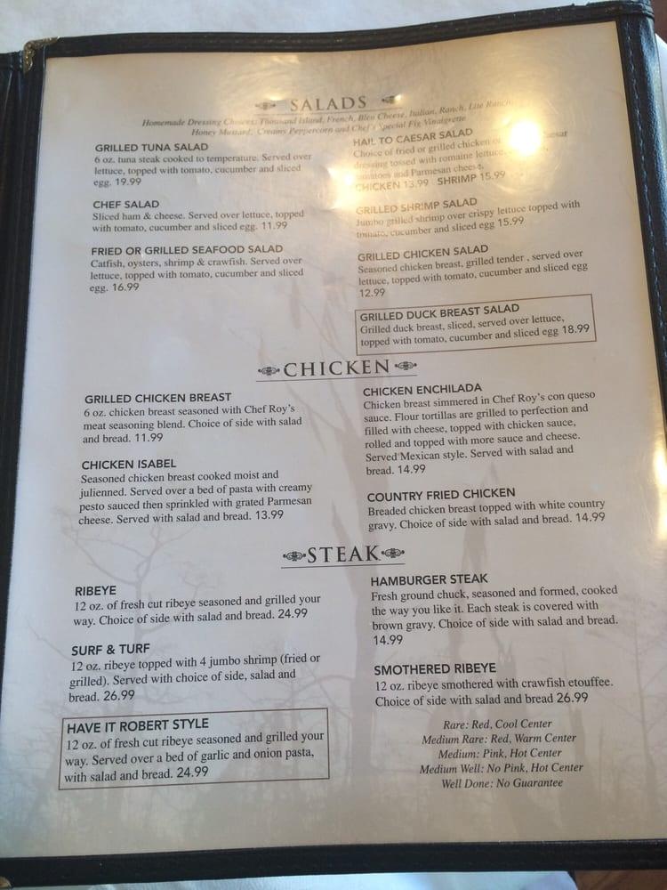 Menu at Chef Roy's Frog City Cafe, Rayne