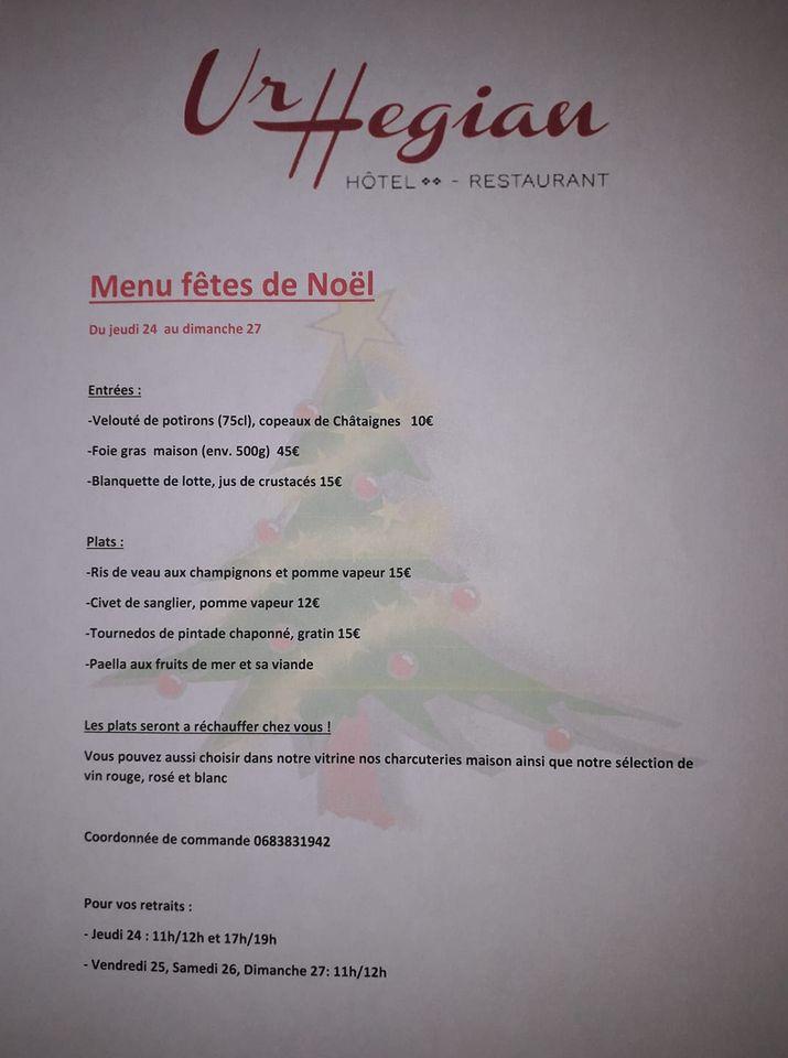 Menu au Restaurant Ur Hegian Ainhoa, Ainhoa
