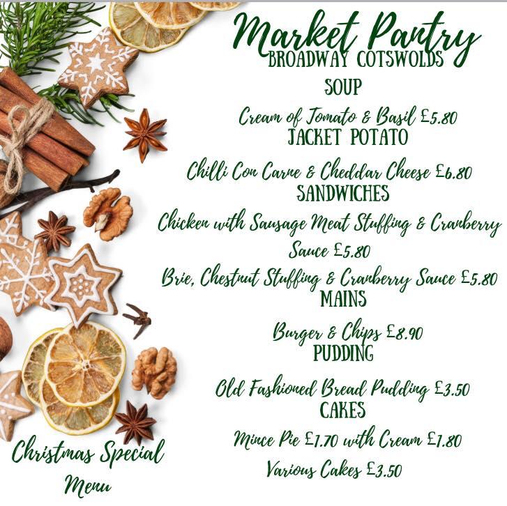 Menu at Market Pantry cafe, Broadway