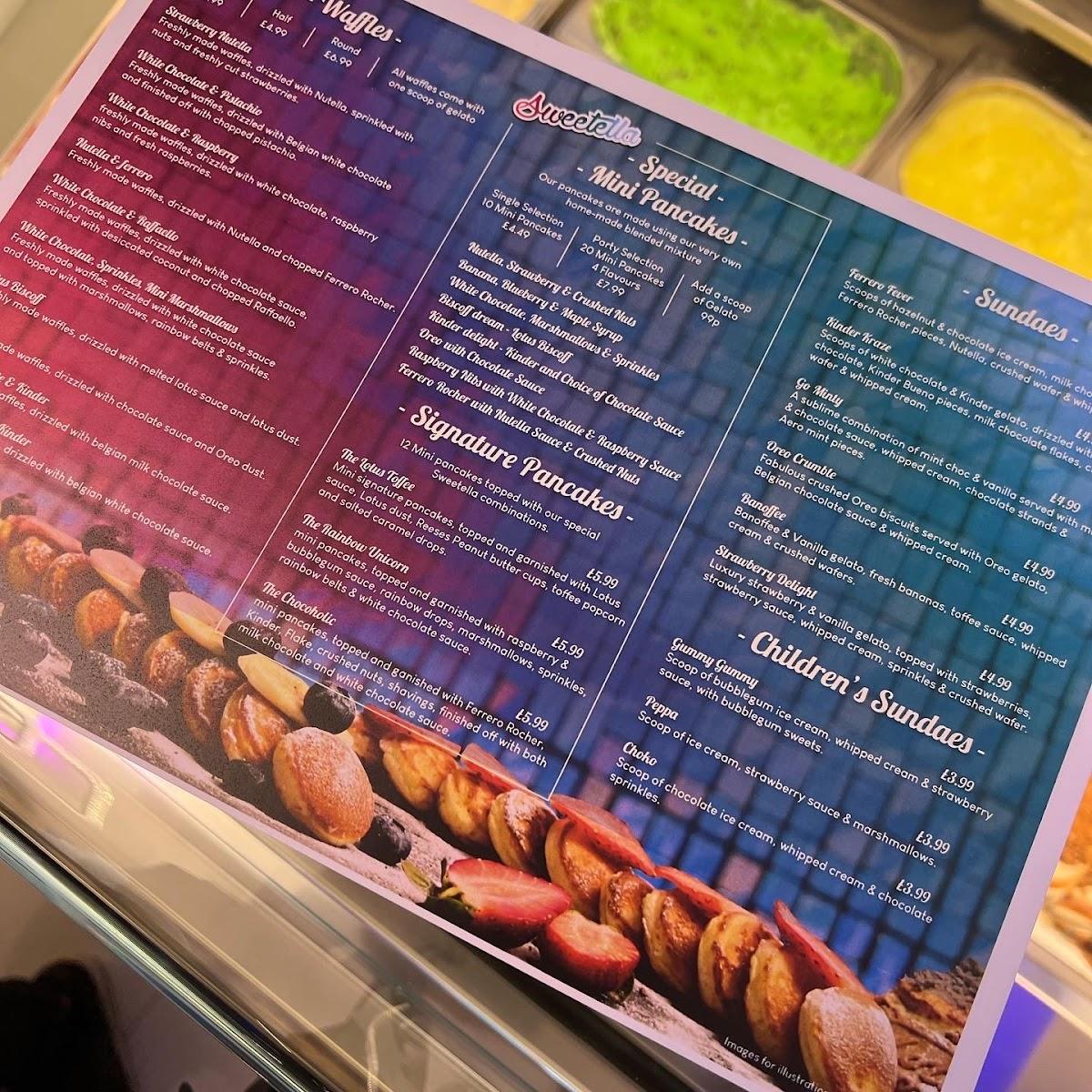 Menu at Sweetella Desserts Parlour, Leicester