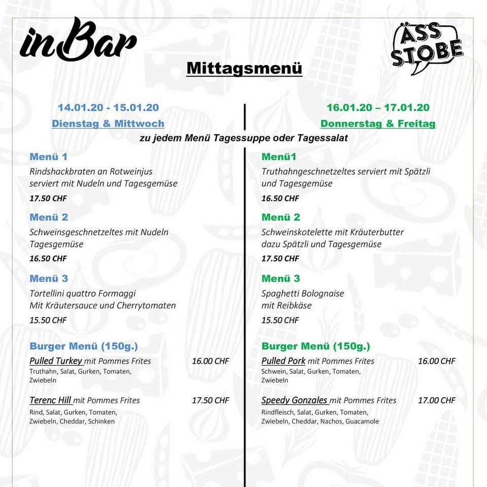 Menu at inBar, Inwil