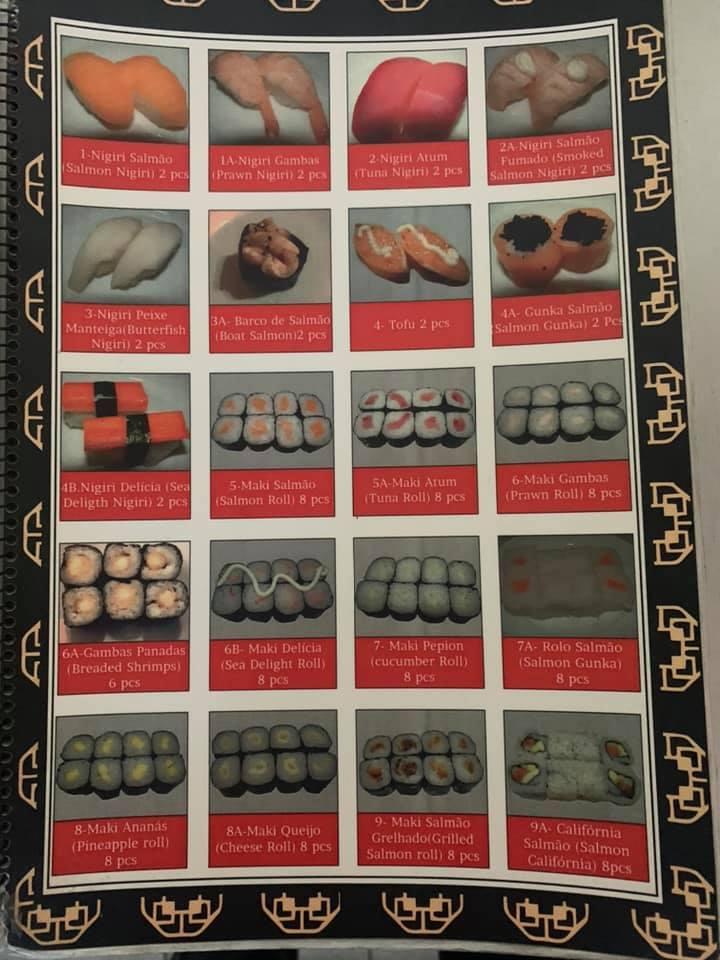 Carta del restaurante Dong Jing, Odeceixe