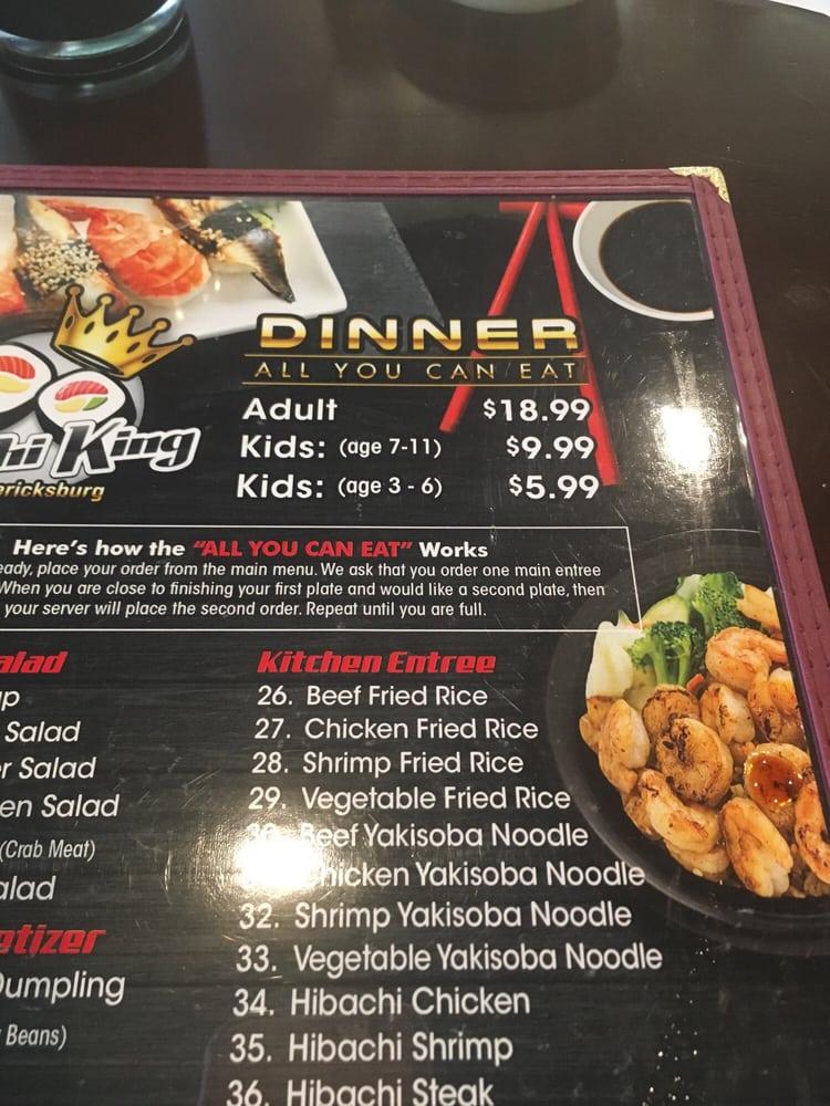 Menu at Sushi Kola restaurant, Fredericksburg