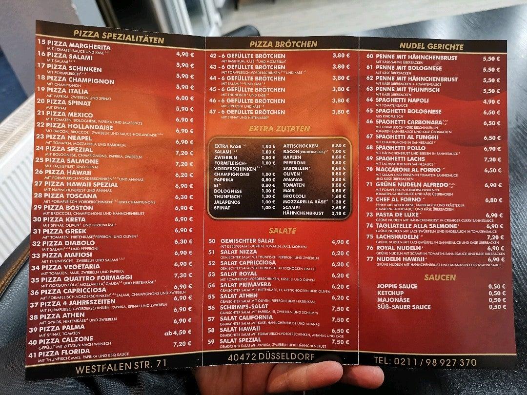 Speisekarte von Zamzam pizza, Düsseldorf