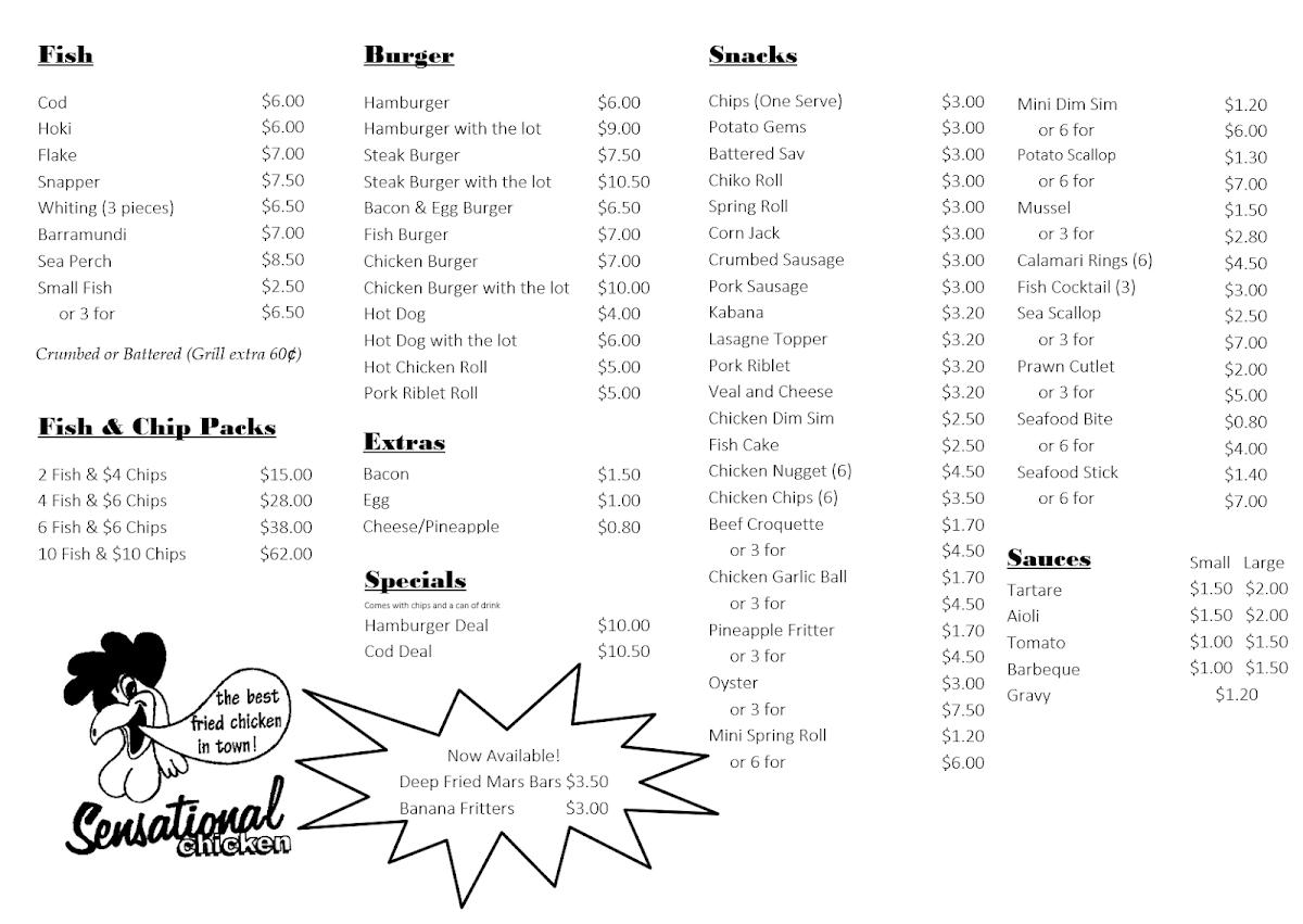 Menu at Fish Inn fast food, Regents Park, Unit 8/57-61 Emerald Dr