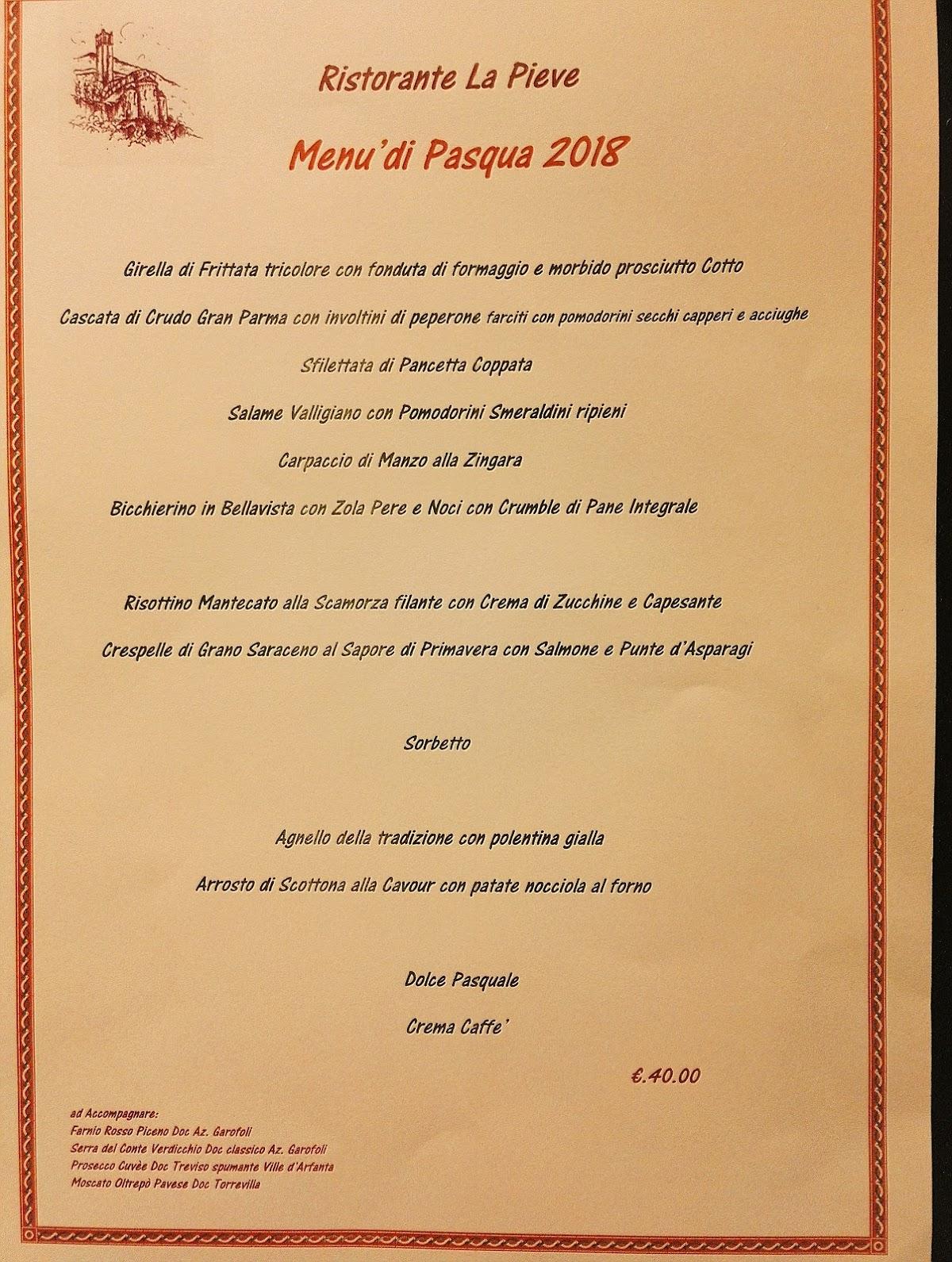 Menu da La Pieve pizzeria, Capo di Ponte
