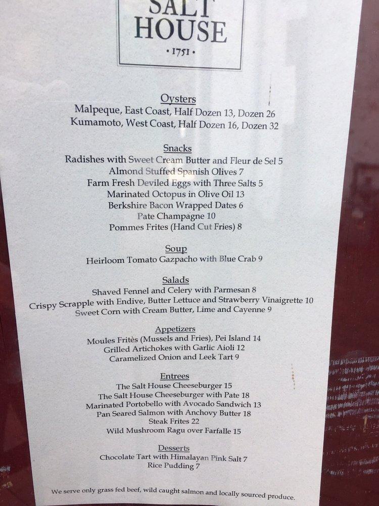 Menu at The Salt House pub & bar, New Hope