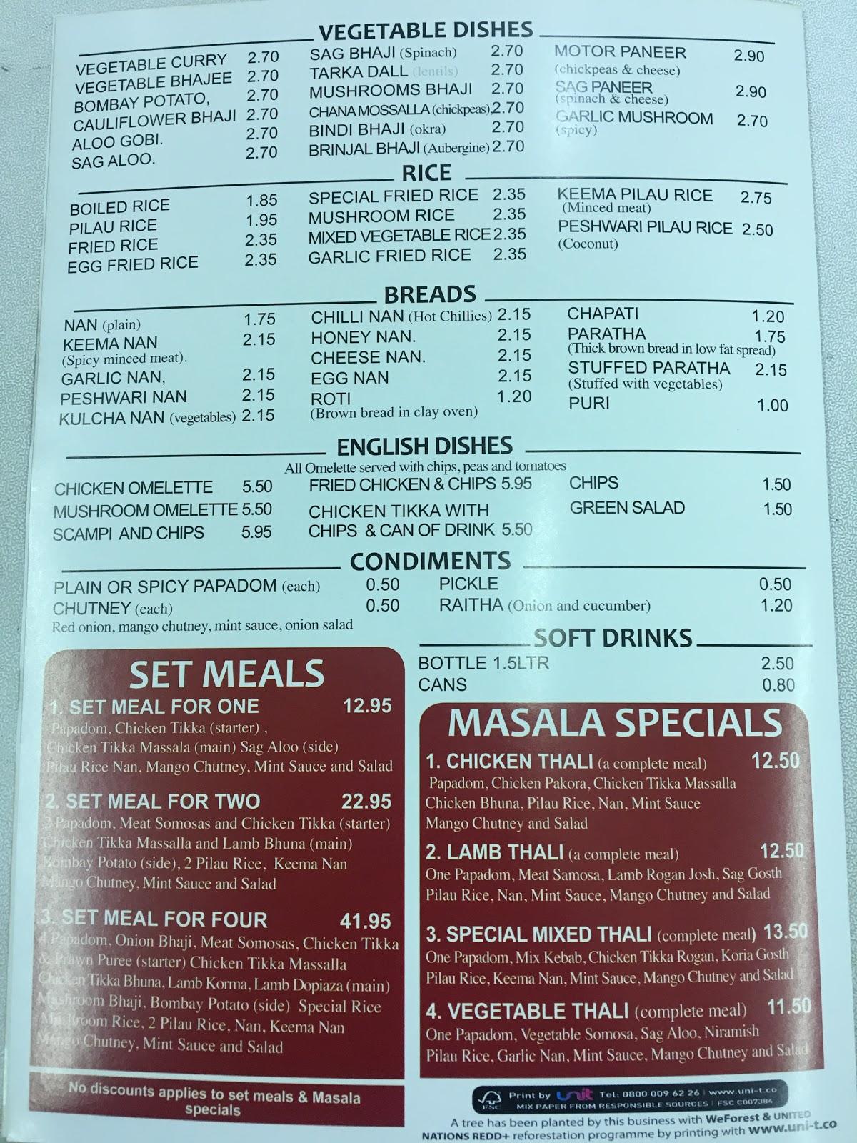 Menu at MASALA HUT RUSHDEN restaurant, Rushden