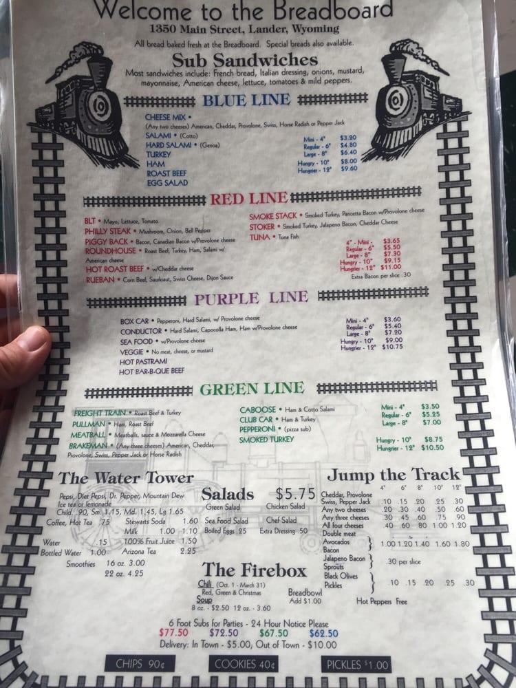 Menu at The Bread Board restaurant, Lander