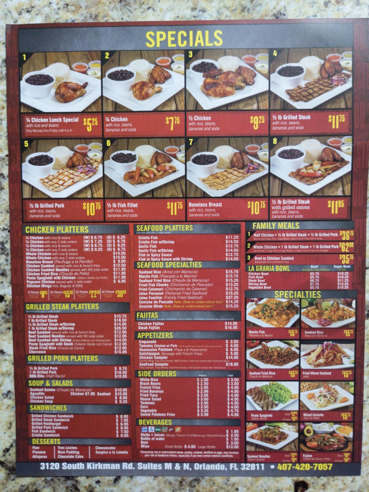 Menu at La Granja Metrowest desserts, Orlando, S Kirkman Rd