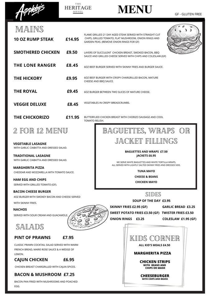 Menu at Appleby's Torquay pub & bar, Torquay