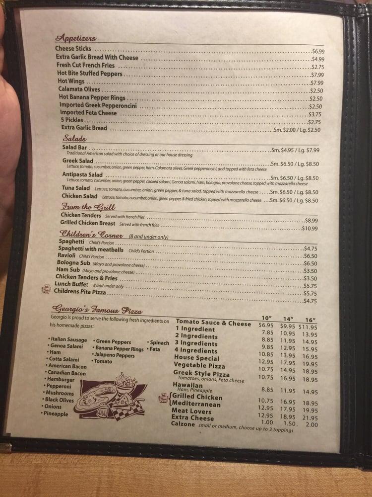 Menu at Georgio's II Famous Pizza pizzeria, Sumter, 344 Pinewood Rd