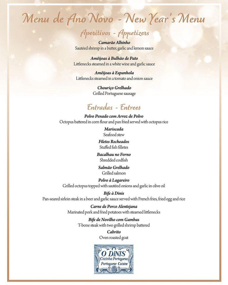 Menu at O Dinis restaurant, East Providence