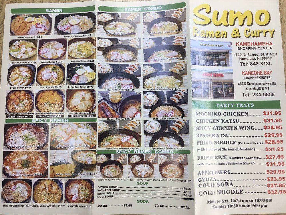 Menu at Sumo Ramen & Curry restaurant, Honolulu, N School St
