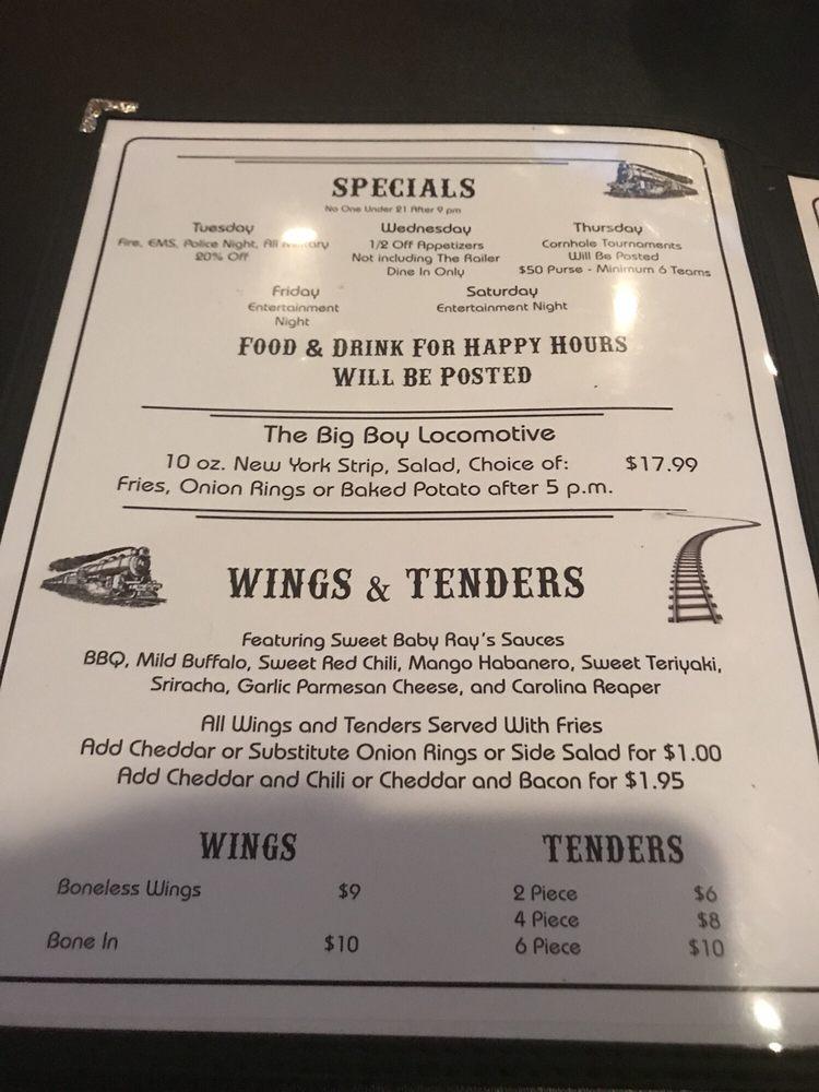 Menu at The Rail Bar & Grille, Covington