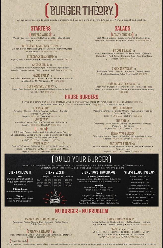 Menu at Burger Theory pub & bar, Decatur