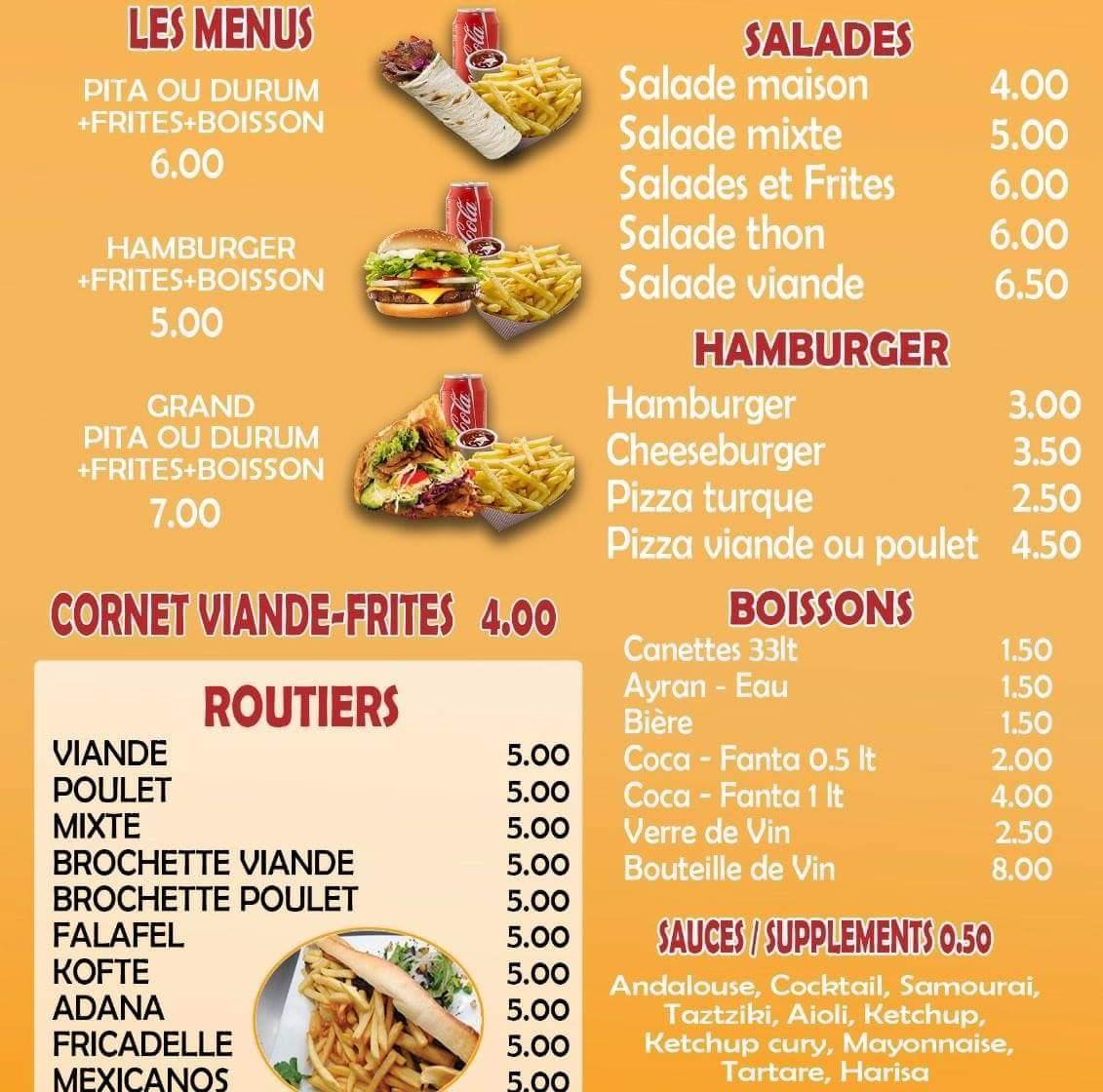 Menu at Frites & co, Liège