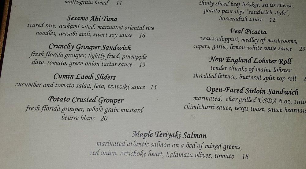 Menu at Cafe L'Europe, Sarasota, 431 Saint Armands Cir