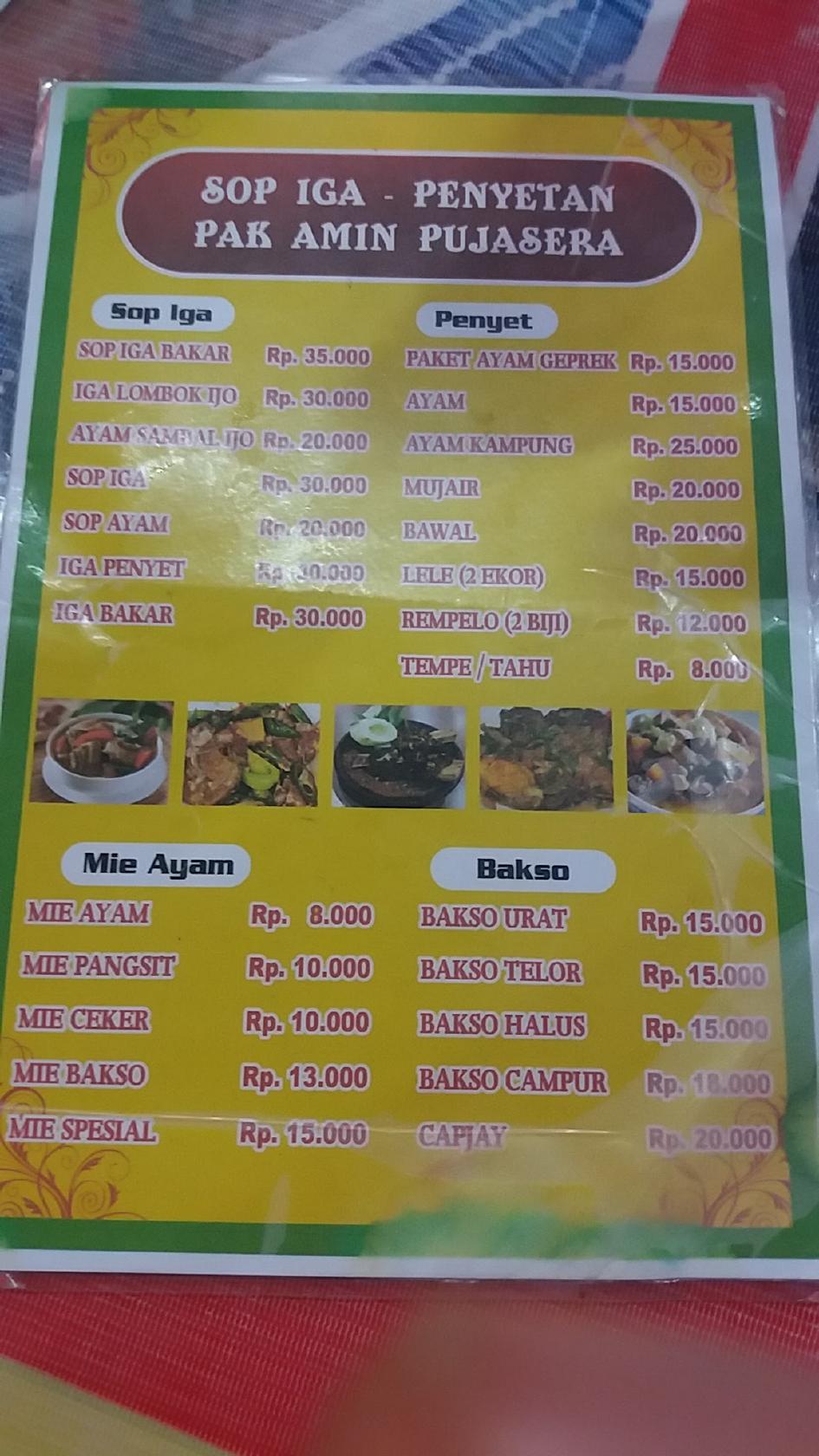 Menu at Sop Iga - Penyetan Pak Amin, Semarang
