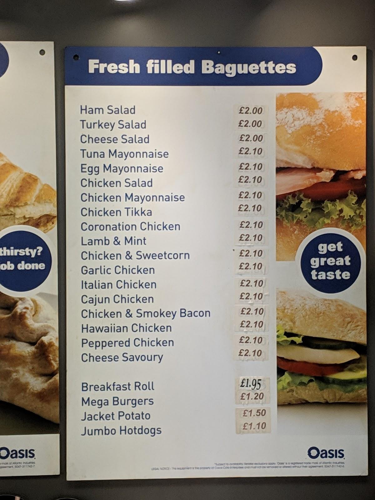 Menu at Carlisle Bakery, Cardiff