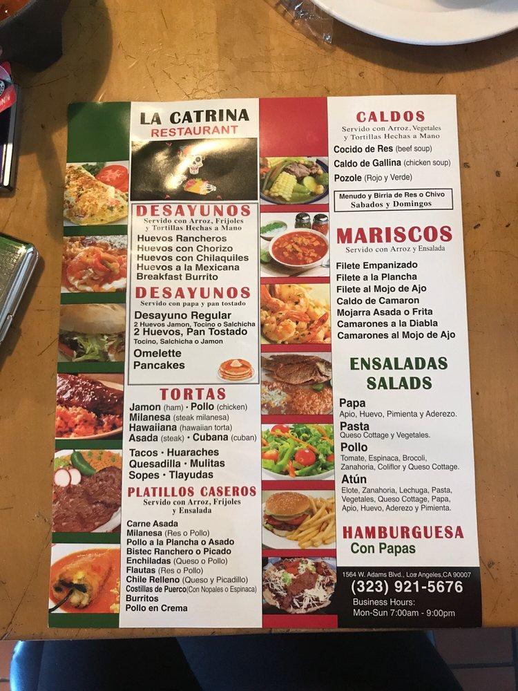 Menu at La Catrina Restaurant, Los Angeles