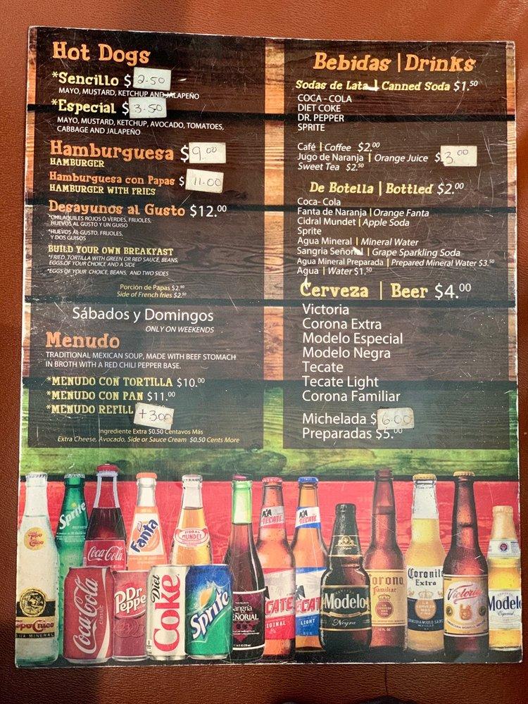 Menu at La Cocina de Doña Nena restaurant, Oklahoma City