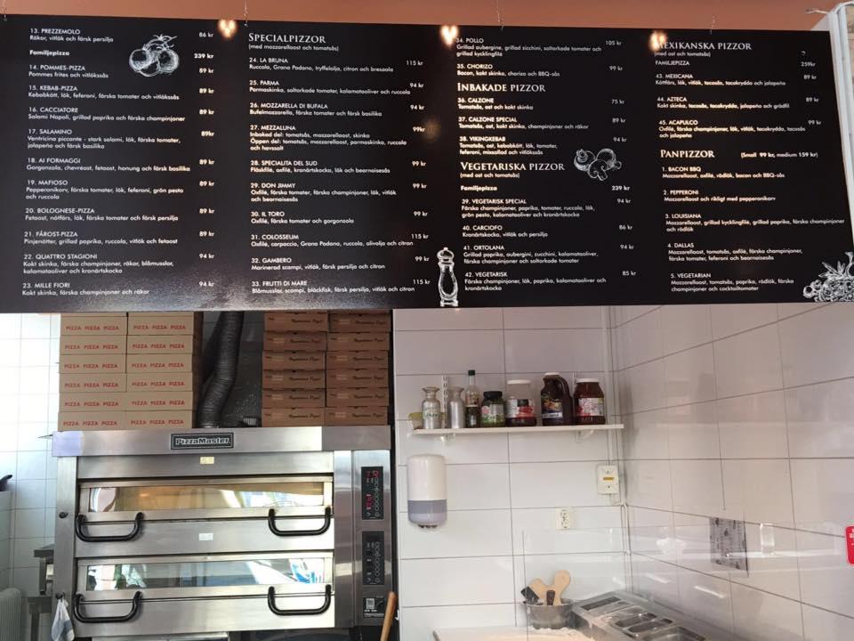 Menu at Colosseum Pizzeria, Stockholm