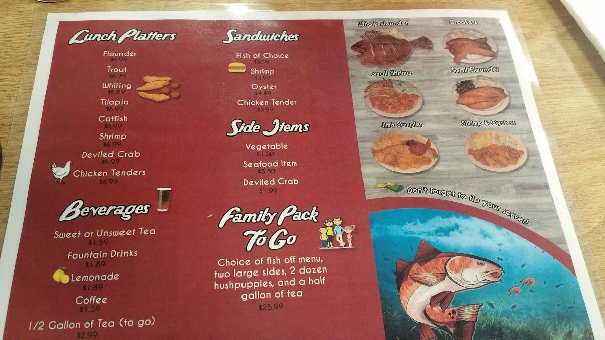 Menu at Jim's Seafood Fresh & Fried restaurant, Dunn