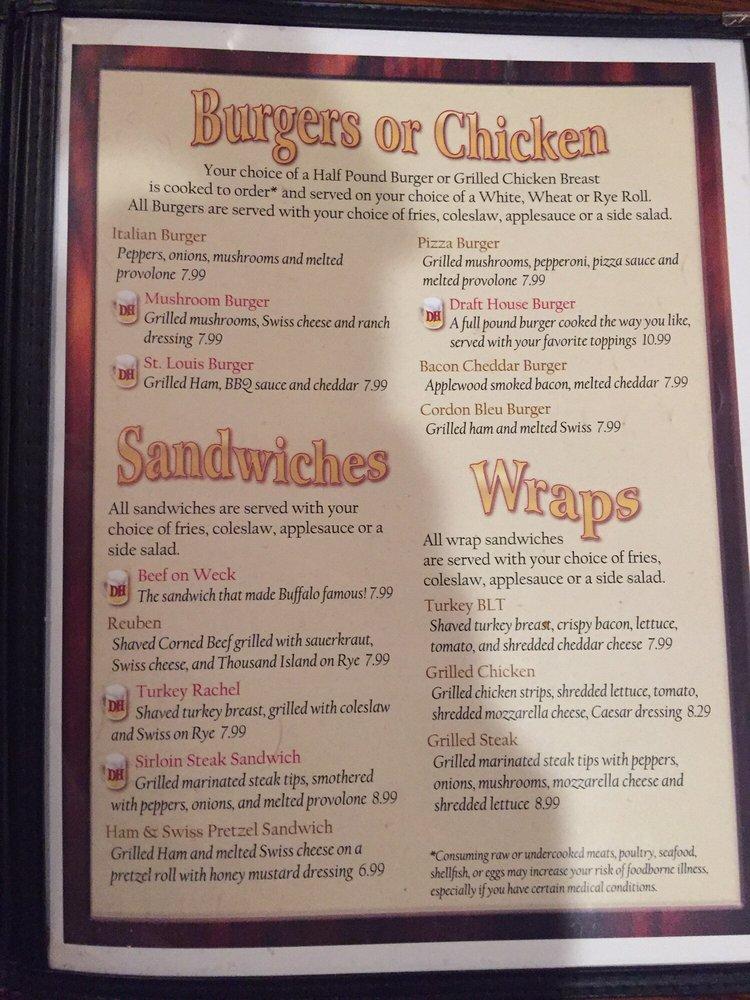 Menu at Draft House pub & bar, Warren, 707 Pennsylvania Ave E