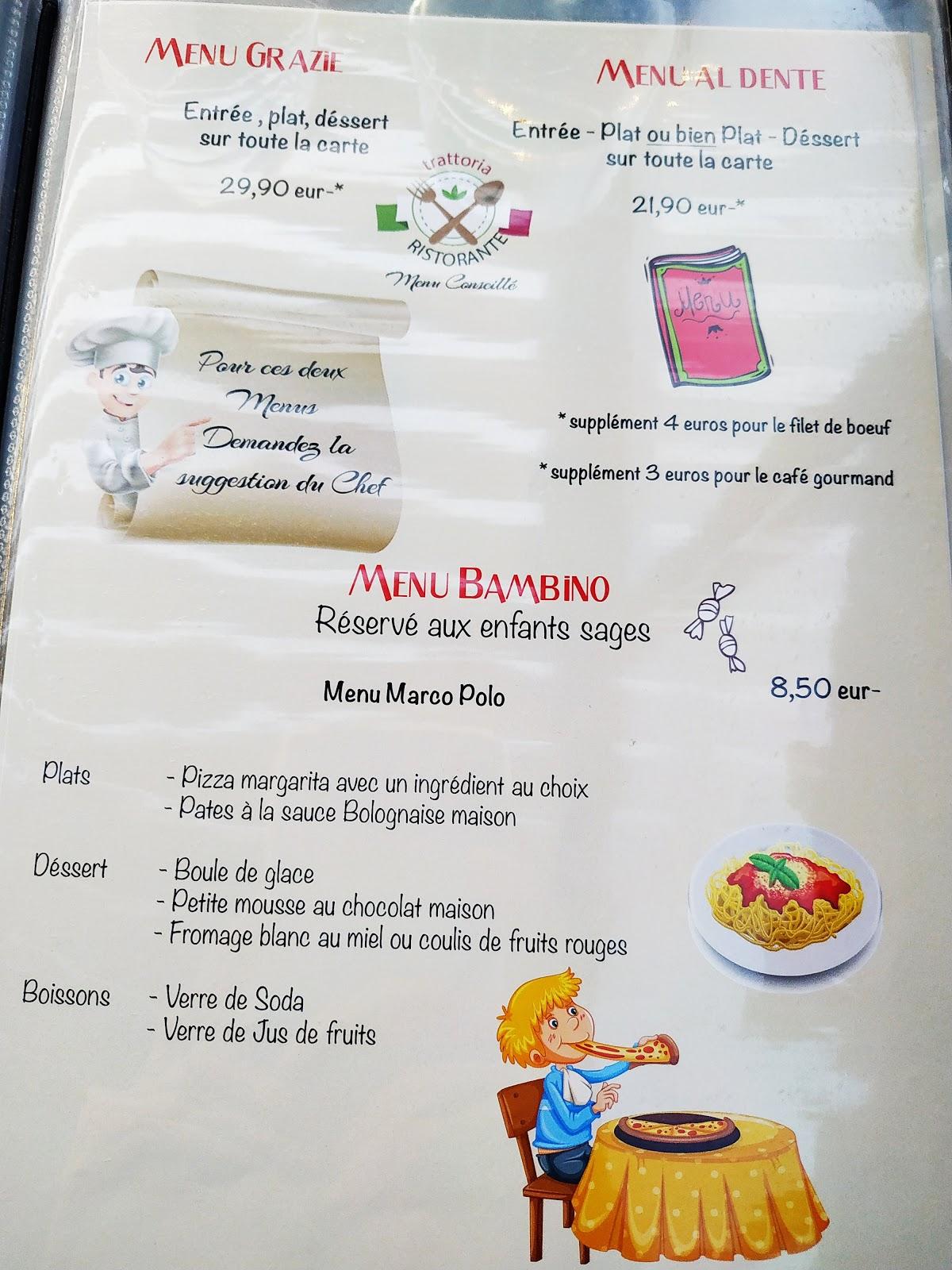 Carta del restaurante Grazie pizza italienne au feu del bois, Verrières ...