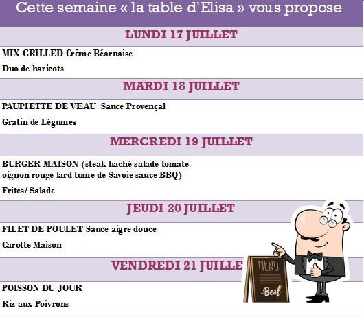 ESAT elisa 77 "chez elisa" à chelles, Chelles - Menu du restaurant ...