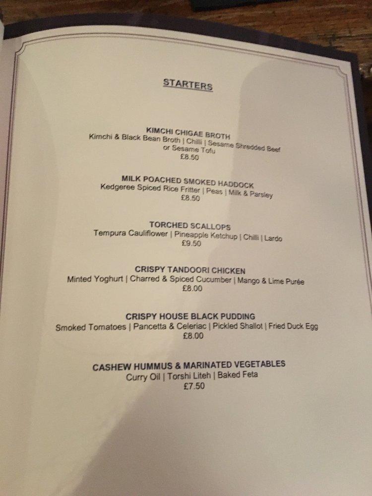 Menu at Mitton Hall Hotel restaurant, Clitheroe