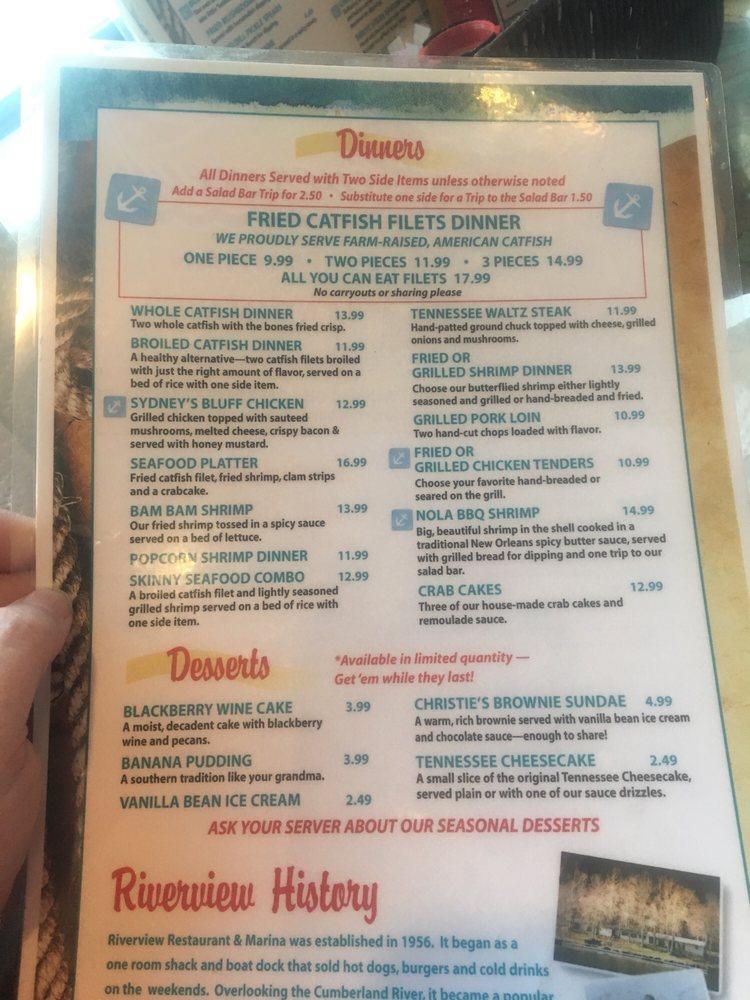 Menu at Riverview Restaurant & Marina, Ashland City