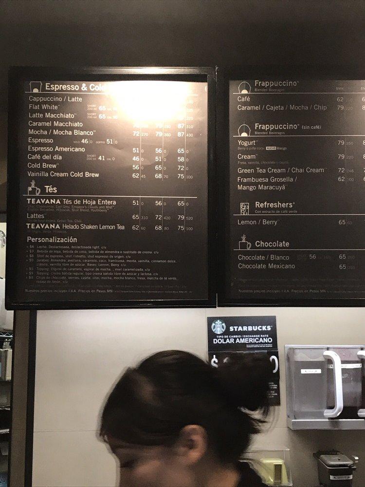 Carta de cafetería Starbucks, Las Pintas, Carr. Guadalajara - Chapala 17.5