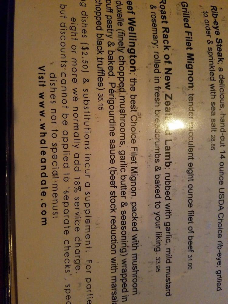 Menu at The Whale & Ale pub & bar, Rancho Palos Verdes