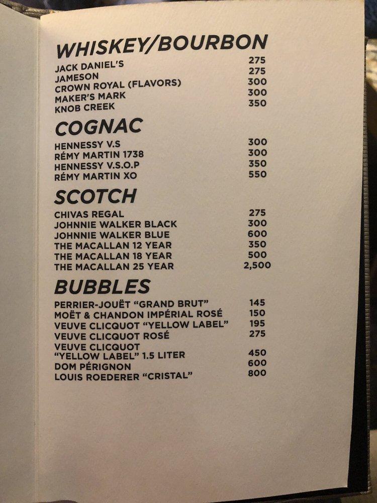 Menu at Alto Bar, Las Vegas, S Las Vegas Blvd