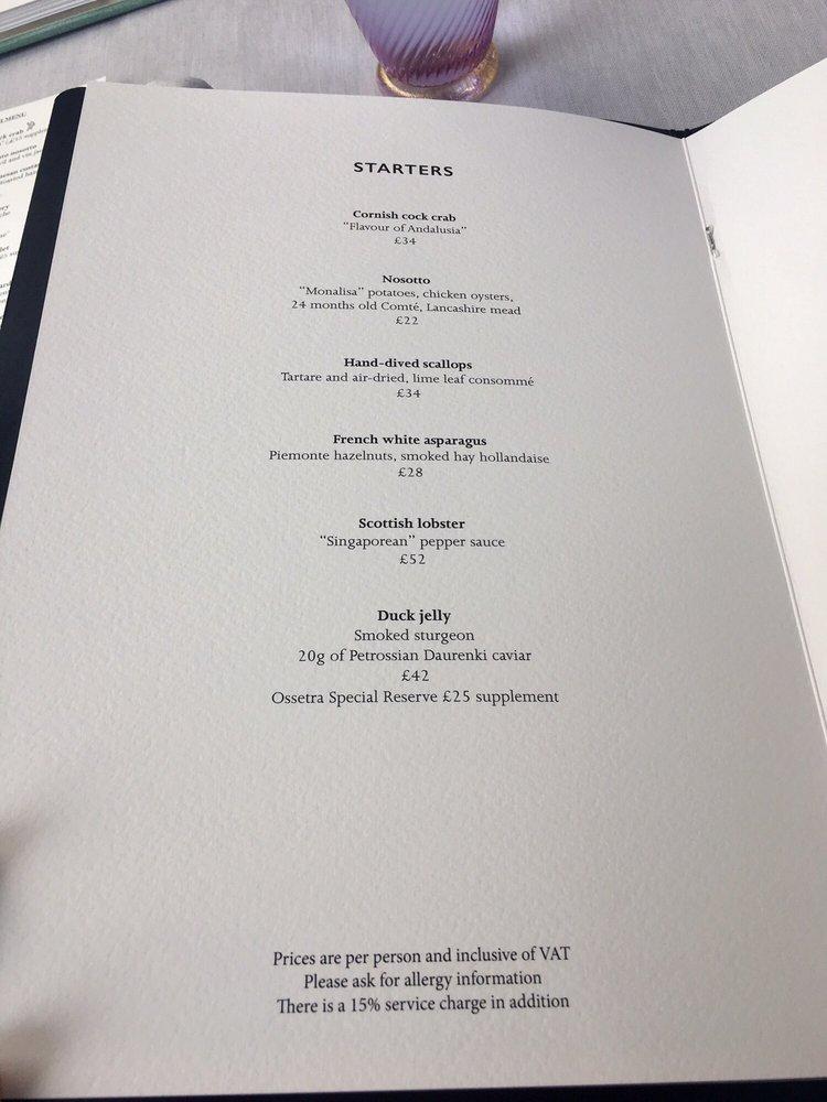 Menu at Claude Bosi at Bibendum pub & bar, London
