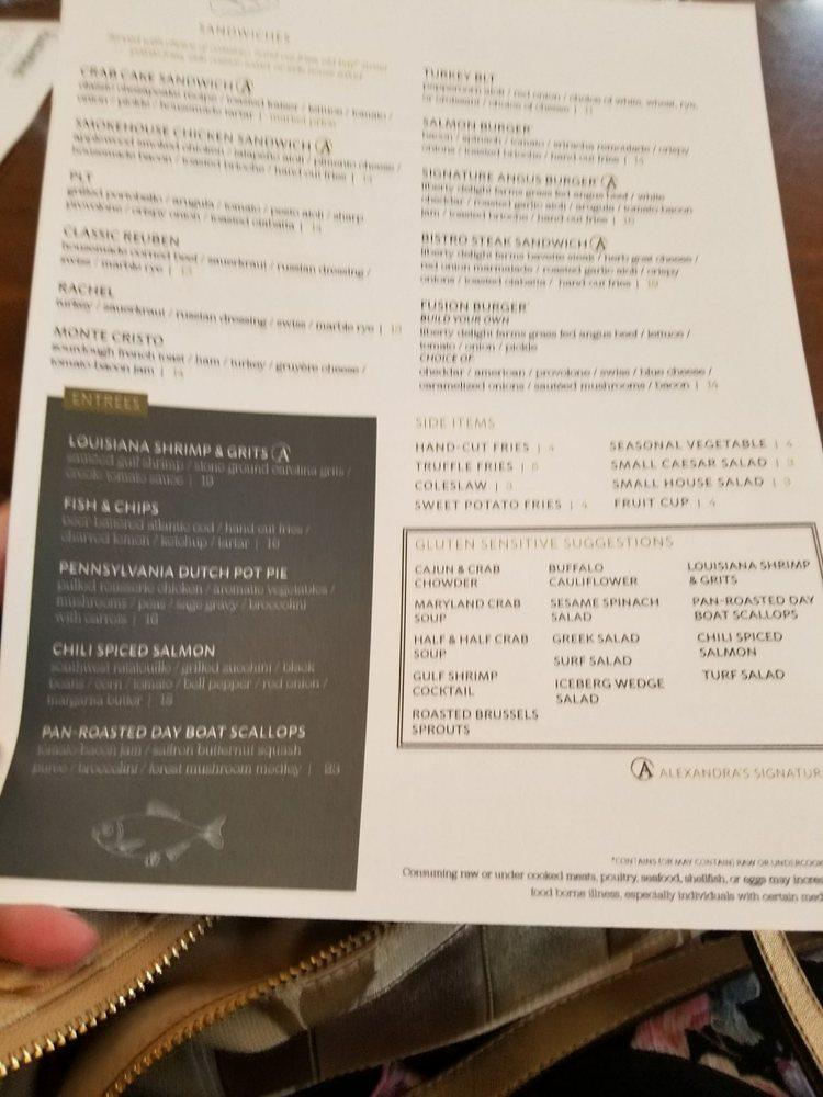 Menu at Alexandra's Restaurant, Ellicott City