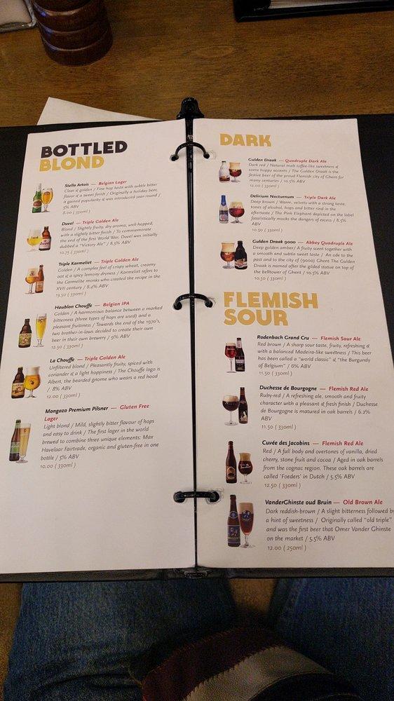 Menu at Belgian Beer Cafe, Calgary, Airport Rd NE E