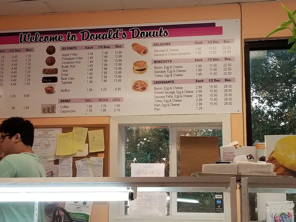 Menu at Donald's Donuts, Southaven, Goodman Rd E
