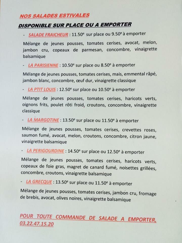 Menu au La Clef des Champs restaurant, Amiens